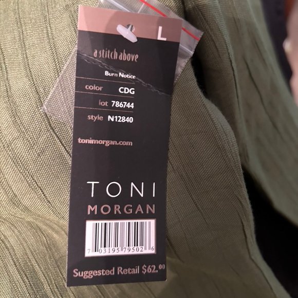 Toni Morgan | Tops | Toni Morgan Nwt L Olive Green Pleatfront Buttonup ...